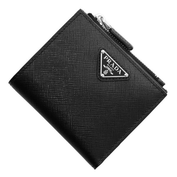 プラダ / PRADA / 2つ折り 財布 小銭入れ付きモデル：SAFFIANO TRIANGOLOサイズ：約縦9cm×横10cm×厚み2cm素　材：レザーカラー：NERO ブラック品　番：2ml049 qhh f0002提　供：【返品送料...