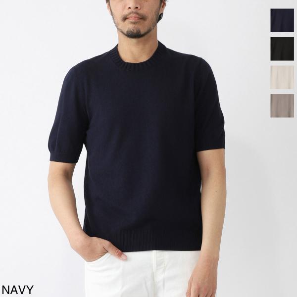 グランサッソ / Gran Sasso / クルーネック半袖ニット【2026年春夏新作】サイズ：44, 46, 48, 50, 52, 54素　材：表地:100%コットン品　番：57188 18163提　供：【返品送料無料】検索用： メンズ...