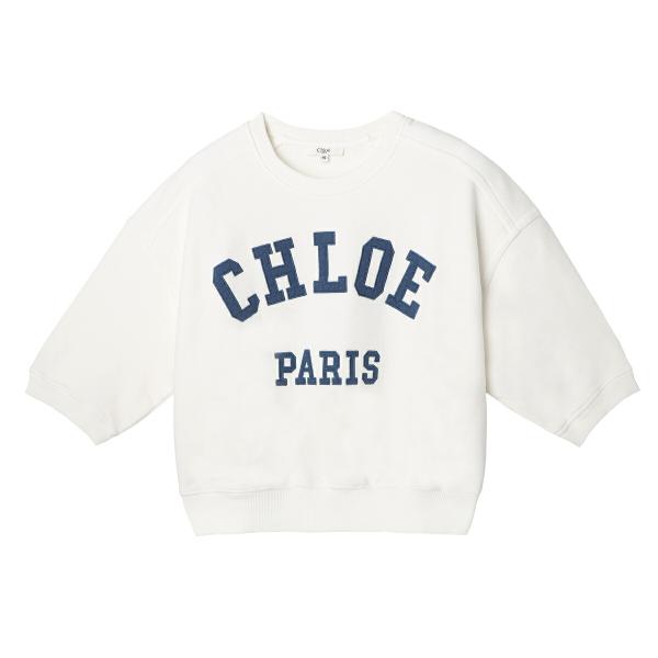 クロエ / Chloe / 半袖 スウェット / KIDS キッズ ガールズ【2026年春夏新作】モデル：ロゴ クロップド丈 ショート丈サイズ：12, 14素　材：表地:100%コットン / 一部:99%コットン 1%エラステイン品　番：c...