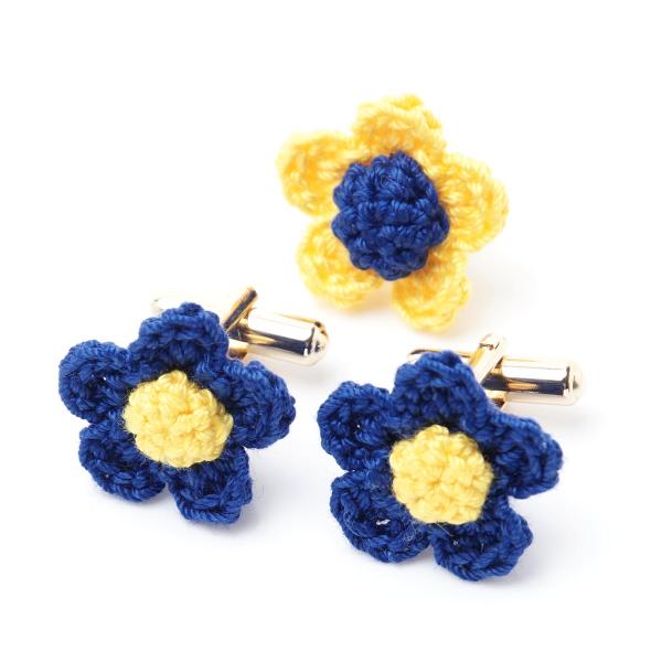 サンカルリーノ / San Carlino / カフスボタン&amp;ブートニエールセットモデル：FRAGALIA フラガリアサイズ：約全長2cm素　材：ニット / 金属カラー：LIMONE イエロー品　番：fragalia cuf提　供：...