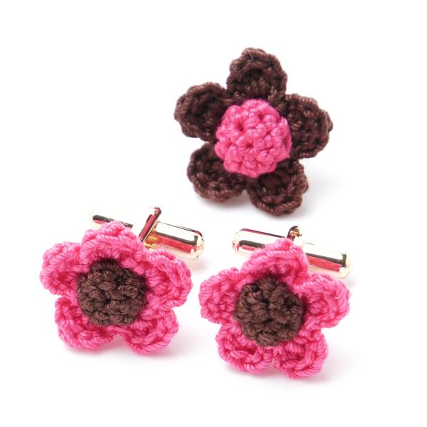 サンカルリーノ / San Carlino / カフスボタン&amp;ブートニエールセットモデル：FRAGALIA フラガリアサイズ：約全長2cm素　材：ニット / 金属カラー：ROSEO レッド品　番：fragalia cuf提　供：【返...