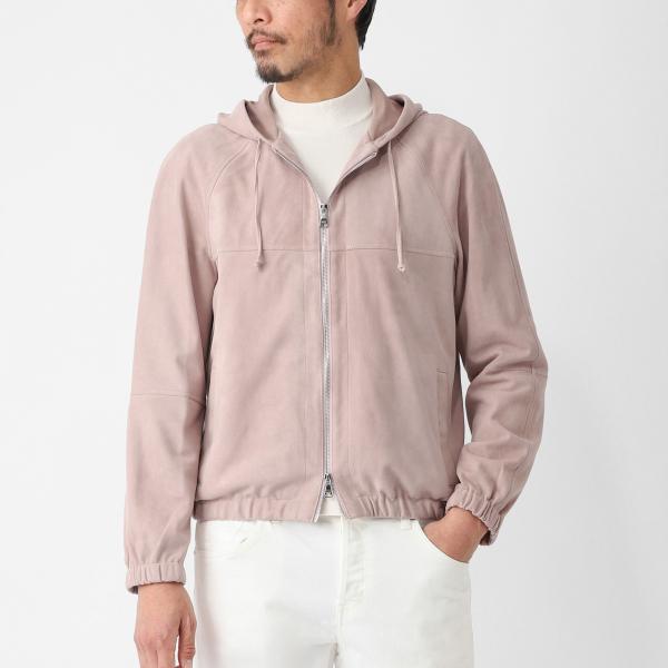 エンメティ / EMMETI / レザージャケット / ジップアップパーカ【2026年春夏新作】モデル：JAYDON 【国内正規品】サイズ：46, 48, 50, 52素　材：表地:ゴートスキンスエードカラー：BABYROSE ピンク品　番...