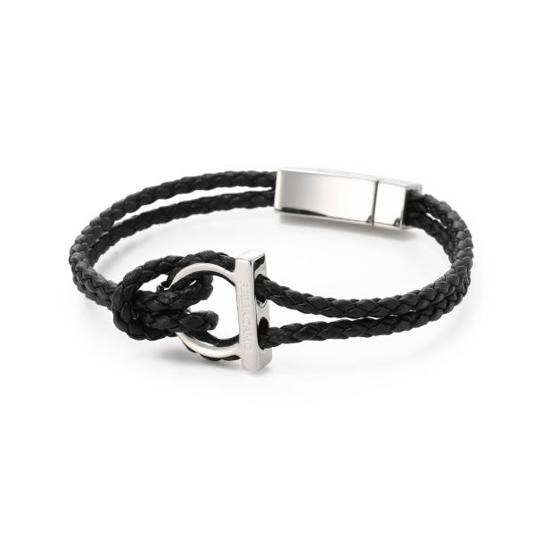 フェラガモ / FERRAGAMO / ブレスレットモデル：GANCINI BRACELETサイズ：約内径16.5cm素　材：レザーカラー：BLACK ブラック品　番：770141 712417 black pldlucido提　供：【返品...