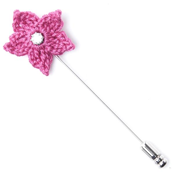 サンカルリーノ / San Carlino / ラペルピンモデル：MYOSOTIS ミオソティスサイズ：約全長7.4cm素　材：ニット / グリッターストーンカラー：GAROFANO ピンク品　番：myosotis arg pin garo...