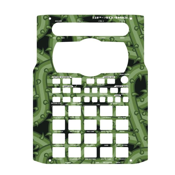 ローランドSP-404MK2サンプラーのカスタムスキンステッカーです。トゲトゲのツタ模様で作成しました。パネルに直接貼ってカスタムできます。ローランド新作サンプラーをどこよりも早くオリジナルに変身できますよ♪もちろんキズ防止にも。既存のパネ...