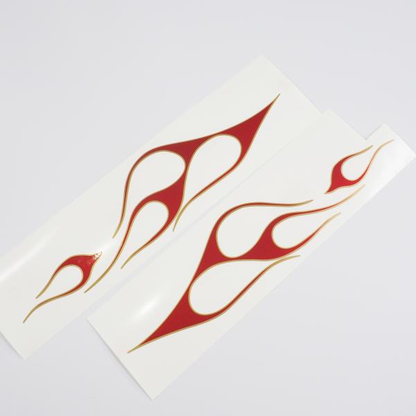 タンクカスタムにかっこいいファイヤーパターンのメタリックカラーです。塗装より手軽に愛車のイメチェンが出来ちゃいます。※高さ最長約7cm、横幅最長約30cmです。ステッカー以外は商品に含まれません。素材は塩ビで曲面にも貼りやすく、切り抜き済み...