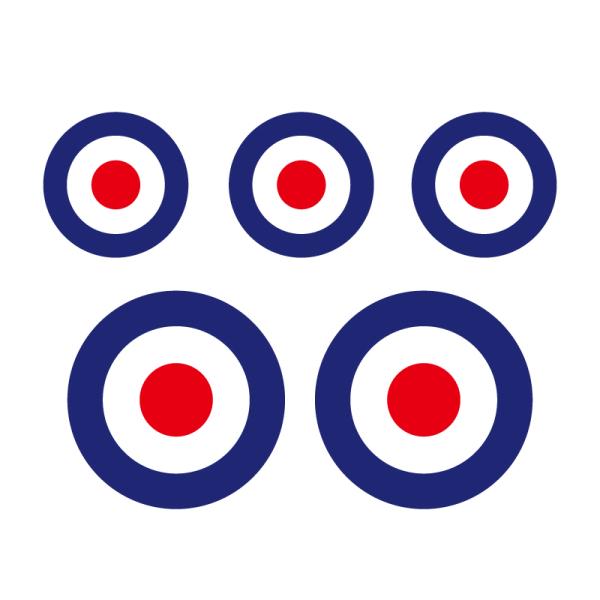 ※5枚セット※シンプルなターゲットマークステッカー防水なので屋外でも問題なく使用できます。ちょっとあいたスキマなどにいかがですか。サイズ：小2枚→3cm/ミニ3枚→2cmステッカー以外は商品に含まれません。素材は塩ビで曲面にも貼りやすく、切...