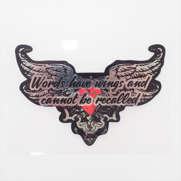 アメリカンタイプの名言ステッカー★Words have wings and cannot be recalled★発した言葉は取り戻せない。人気のミラー素材のステッカーになっています。雨風に強く、車やバイクのボディにも貼れちゃいます。サイズ...