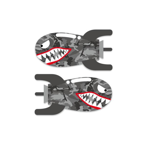 かわいいロケットミサイル型のシャークステッカーです。左右セットで色々活用できます。ヘルメット、バイク、自転車、三輪車、キックスケーター、などなど。サイズは6.5cm×3.5cmですステッカー以外は商品に含まれません。ラミネート済みなのでクリ...