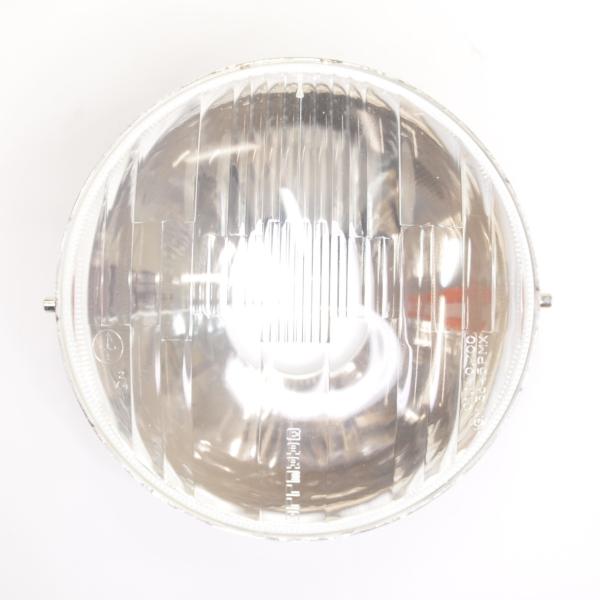 Scootopiaのリプロ品です。3型LIS、TV、SXのCarelloライトの交換品として使える125mmヘッドライトです。CEVタイプではありませんのでご注意願います。オリジナルの物を再メッキかけるよりも手軽に交換ができるライトユニットです。