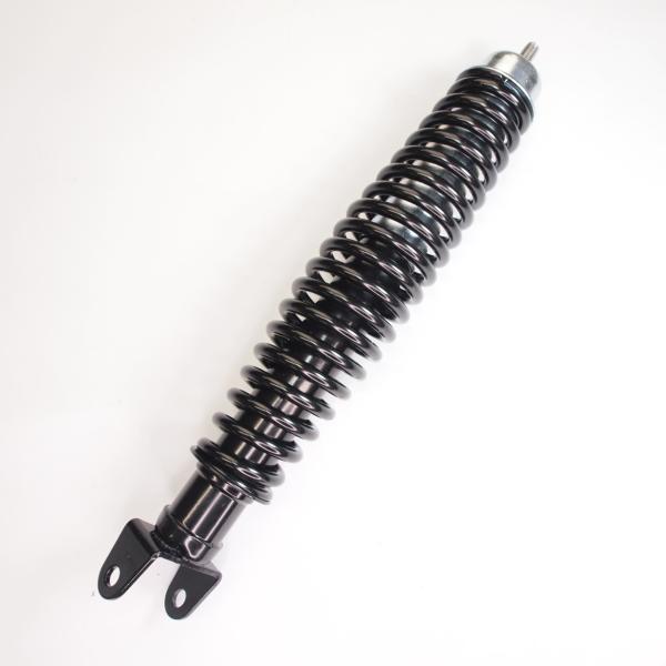 Carbone製のリアショックです。L=365mmです。下部穴中心から上部のナット上部までの長さです。全長は395mmくらいです。50s、PXのスタンダードサイズの物より1.5cmくらい長いです。ディスタンスナットを短い物に変更すれば適合外...