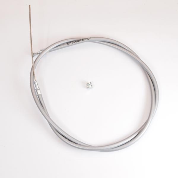 Grimeca製セミ油圧マスターに使えるブレーキケーブルです。全長1140mm、アウター長1000mmくらい、ケーブルはスチールで亜鉛メッキ仕上げです。アウターはPEライニングが採用されていますので、動作もスムーズです。セミ油圧マスターを使...