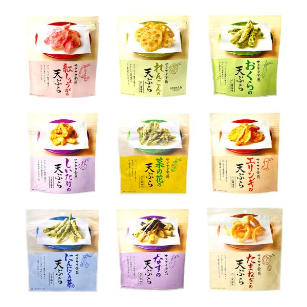 【天ぷらスナック】バキュームフライ製法で揚げた野菜を、風味豊かな味に仕上げました。素材の旨味が凝縮された天ぷらのスナック詰め合わせセットです。