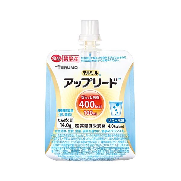 1mLあたり、4.0kcalの超高濃度栄養食1パック（100mL）で400kcalあり、少量で高エネルギーの摂取が可能。3大栄養素をしっかり配合。使いやすいチアーパック容器入り。味はリンゴ風味とサワー風味の2種類。