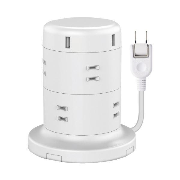 【商品名】 エレコム タワー型タップ 8個口 ホワイト ECT-0620WH