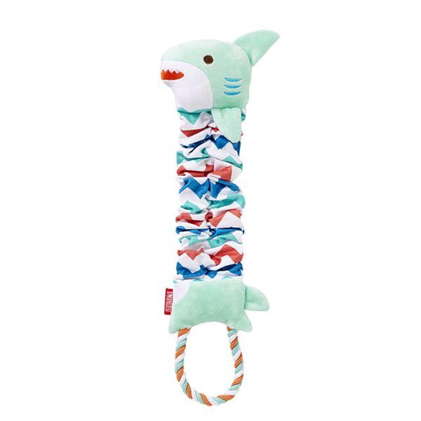 【商品名】 （まとめ）ろんぐるみ シャーク【×2セット】 (犬用玩具) 【ジャンル・特徴】 ゴム入りで体がのび〜るロングトイ