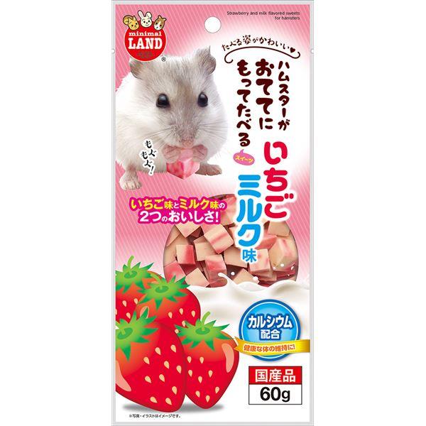 【商品名】 （まとめ）マルカン おててにもってたべるスイーツ いちごミルク味 60g ハムスターフード 【×10セット】 【ジャンル・特徴】 食べる姿がかわいい！