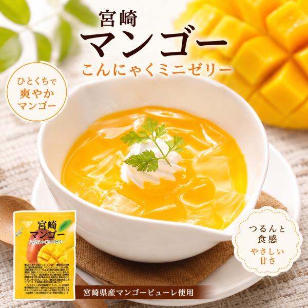 南国の太陽をたっぷり浴びた宮崎県産マンゴーの、甘く芳醇な香りがお口いっぱいに広がる、こんにゃくミニゼリーをお届けします。ぷるんともちっとした弾力のある食感は、こんにゃくゼリーならではの楽しさ。ついついもう一つ、と手が伸びてしまう美味しさです...