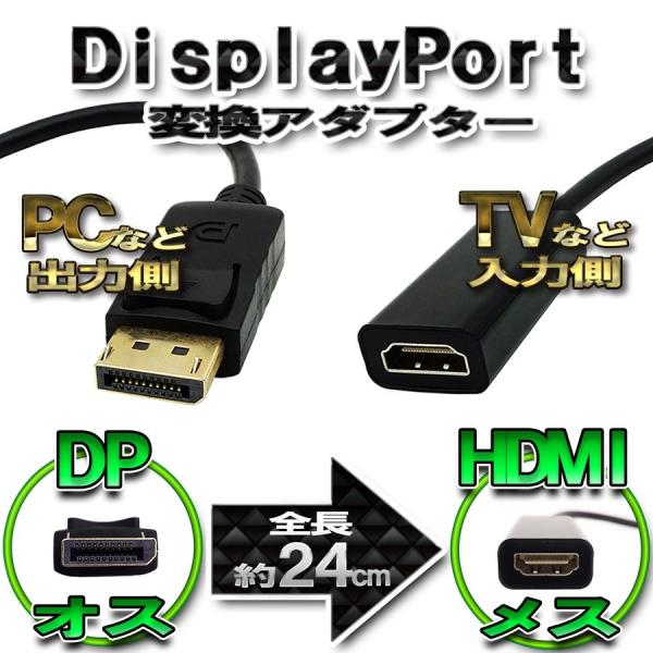HDMIケーブルをDP出力マシンに接続する為の変換コネクタです。【フルHD】 HDビデオとオーディオ信号はパソコンからHDTVに完璧で伝送出来ます。 1080ｐ対応。1920×1080対応。HDMI：High Difinition Mult...