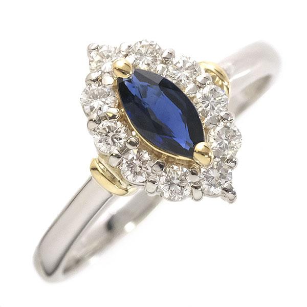 【ブランド名】−【商品名】サファイア ダイヤモンドリング【素材】PT900/K18　　　　サファイア/ダイヤモンド【石目】サファイア0.44ct　　　　ダイヤモンド0.32ct【重さ】4.4g【サイズ】14号　　　　　トップ12mm×8mm...