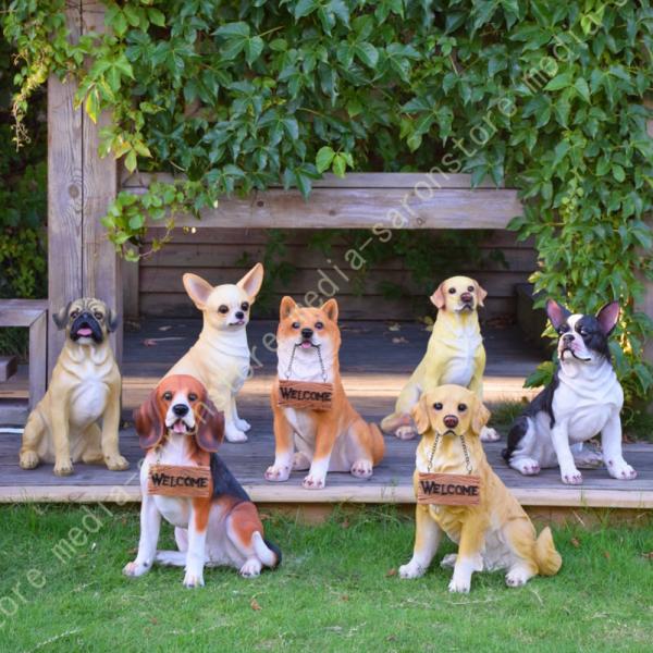 【発売日：2026年01月22日】ガーデンオーナメント 犬 置物★品質いいの素材を使用した、良い耐久度を持っています!★防水・日焼け止め、色が褪せるのを防ぎます、屋外装飾に適しています!★塗装もとても美しく丁寧で、見た目や触ったときの質感も...