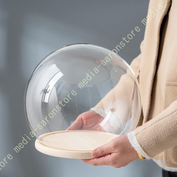 【発売日：2025年12月31日】【外寸法：直径*高!ご購入前にサイズをご確認ください!】【収納ケースのみの販売で!】木質ベースの高透明ガラスドーム!丸みのあるガラスドームと合わせて立体感があるので、中の物をどの方向からでも鑑賞できるの、ガ...