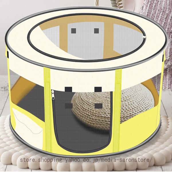 【発売日：2025年09月30日】円形 ペットサークル 猫 犬 折畳み高品質な600DオクスフォードとPVCネットを使用しており、耐久性優れ、犬猫の軽い噛みや騒ぎには大丈夫、そして防水効果も抜群で、室外のアウトドアの場合には心配ありません!...