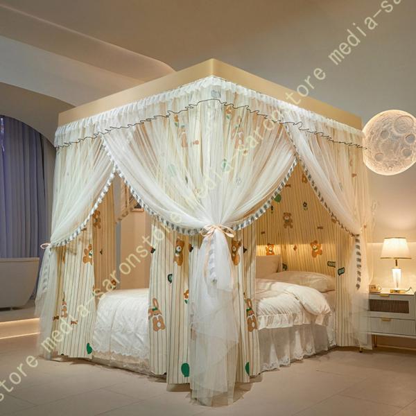 【発売日：2026年01月10日】【高い品質の素材】ポリエステル素材で作られたベッドカーテンは長持ちするように作られています!完璧なメッシュサイズにより、有害な害虫の侵入を防ぎながら、良好な空気の流れを実現します!【デザイン 】 ベッドの上...