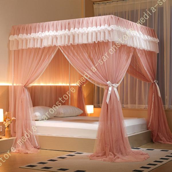 【発売日：2026年01月12日】【高い品質の素材】ポリエステル素材で作られたベッドカーテンは長持ちするように作られています!完璧なメッシュサイズにより、有害な害虫の侵入を防ぎながら、良好な空気の流れを実現します!【デザイン 】 ベッドの上...