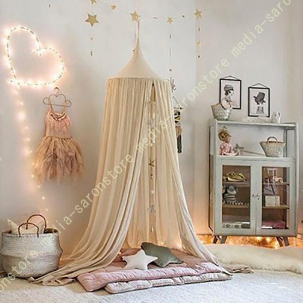 【発売日：2026年01月08日】【商品仕様】総高さ240cm・トップの直径50cm・すその長さ270cm（サイズは手動測定のため、1-5cmの誤差が生じる場合があります）【柔らかい肌に優しい素材】このベッドキャノピーは高い品質のポリエステ...