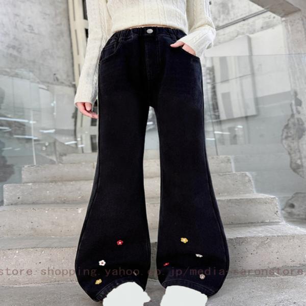 【発売日：2025年12月05日】あったかパンツ キッズ 裏起毛 フレアパンツ デニム 子供服 ロングパンツ ジーパン 女の子 ウエストゴム ダンス ジュニア ズボン おしゃれ ブーツカット 小学生 中学生商品内容：ズボン単品毎年大人気!一...