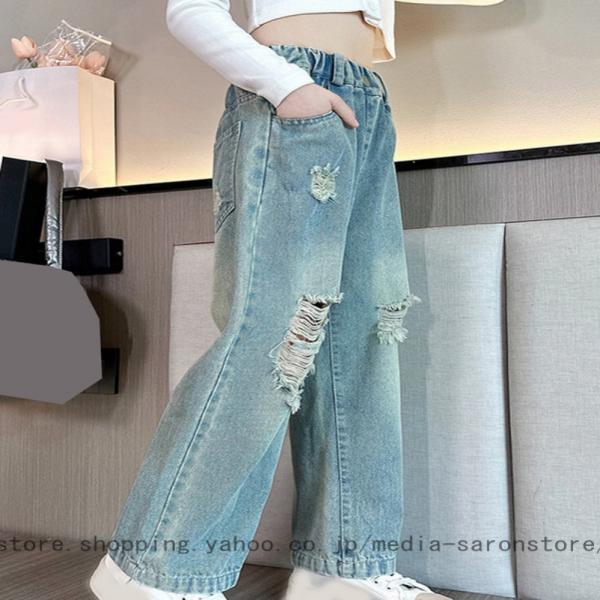 【発売日：2026年01月20日】キッズ ダンス デニム パンツ 衣装 練習着 ジーンズ ズボン ジーパン ワイドパンツ 子供服 男の子 女の子 ヒップホップ キッズダンス衣装 商品内容：ズボン単品デニム生地を使用し、柔らかく快適な手触りと...