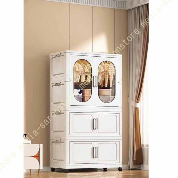 【発売日：2026年01月14日】■高い品質素材＆防塵設計：扉付きワードローブクローゼットで、衣類のほこりをしっかりガード!高耐久PP製で軽量ながら丈夫で、防カビ・防湿加工済み!洋服や布団の収納に最適です!■簡単に組み立て：工具なしで簡単に...