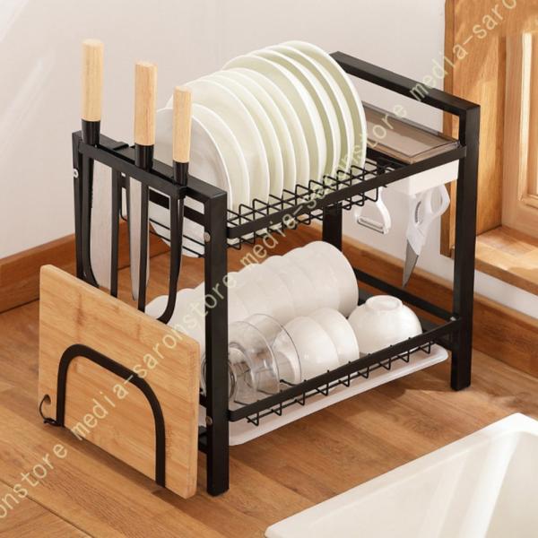 【発売日：2026年01月12日】高い品質で頑丈な水切りラックは、あなたのキッチンに最適です!キッチンスペースの有効活用!製品説明：製品名：食器水切り!素材：炭素鋼!カラー：ブラック、ホワイト仕様：2層特徴：1.高い品質な素材!2.厚く、頑...