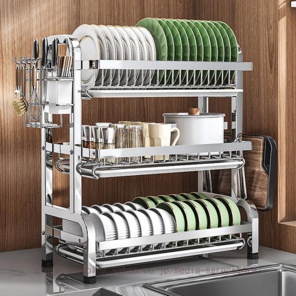 【発売日：2025年11月15日】商品情報商品名：水切り収納ラック【多機能水切りラック】2/3段式食器ラックですので、キッチンのスペースが充分に利用できます!茶碗、箸、スプーン、カップ等を一括に収納できます!食器棚はもちろん、化粧品、沐浴用...