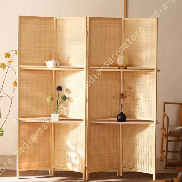 【発売日：2025年11月27日】★「商品サイズ（cm）」：180*45*4=高さ約180×幅約45　　　　パネル数：4連 ★「素材」：木と竹編み ★「お部屋に新しい空間を」：限られたお部屋の空間を、シンプルに仕切ってくれるパーテーション!...