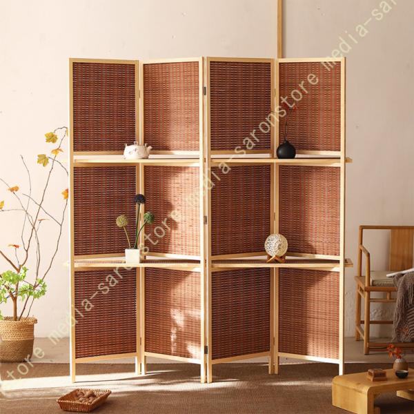 【発売日：2025年11月21日】★「商品サイズ（cm）」：180*45*4=高さ約180×幅約45　　　　パネル数：4連 ★「素材」：木と竹編み ★「お部屋に新しい空間を」：限られたお部屋の空間を、シンプルに仕切ってくれるパーテーション!...