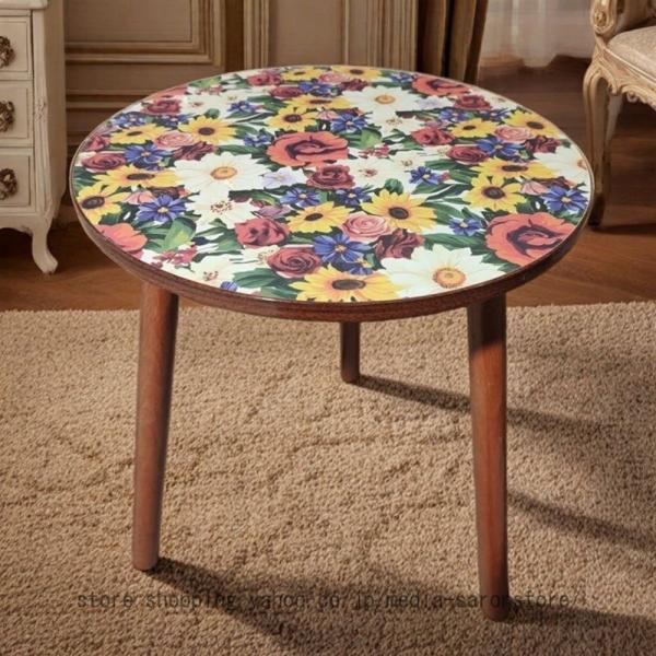 【発売日：2025年12月11日】【はるかに優れる耐久性】高い品質の木材で作られたこの円形サイドテーブルは、三角形の安定性のあるデザインが特徴で、簡単に落ちたり揺れたりしません!防水性と防湿性があり、お手入れも簡単です!【簡単な組み立てと高...