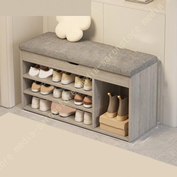 【発売日：2025年10月23日】【大容量の収納スペース】3段式の玄関ベンチは日常の靴を履くニーズを満たすことができます!ブーツを置く場所を設けることで、冬用のブーツを簡単に収納できます!それ以外にも、フラップ式の隠し収納があり、財布、鍵、...