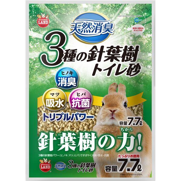 【商品名】 （まとめ）天然消臭 3種の針葉樹トイレ砂 7.7L【×4セット】 【ジャンル・特徴】 3種の針葉樹をブレンドし、トイレ砂に必要な機能を揃えました。