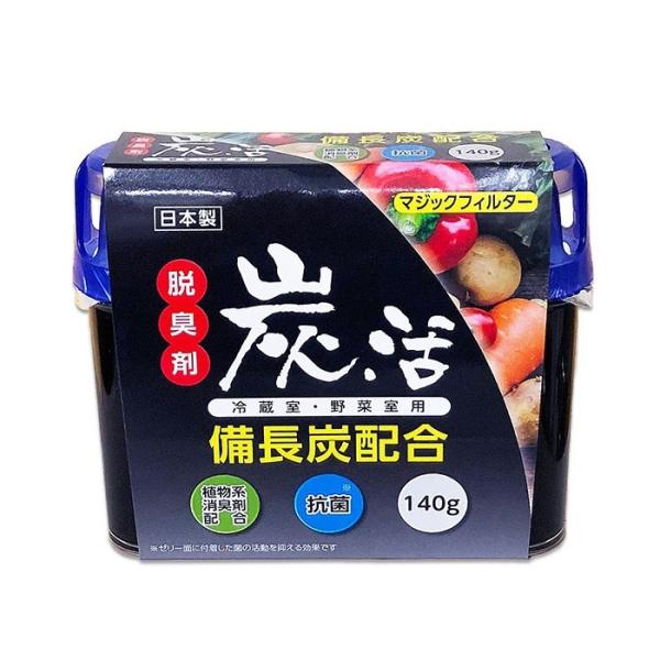 備長炭配合、抗菌作用（ゼリー面に付着した菌の活動を抑える効果）を備えたゼリータイプの冷蔵庫・野菜室用の脱臭剤です。吸着（活性炭、備長炭、鉱物系脱臭剤の３つの吸着剤）＆分解（植物性消臭剤）、W効果で嫌なニオイを取り除きます。薄型容器だから置き...