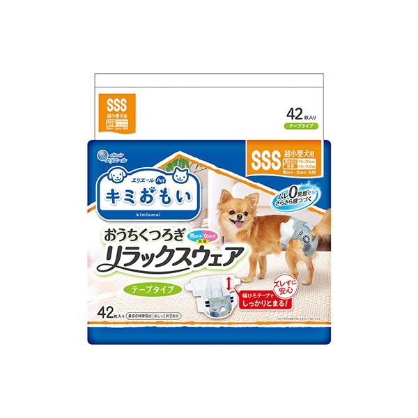 ・SSSサイズ。超小型犬用。男の子・女の子共用。・ズレずに安心。幅広テープでしっかりとまる！面が広いから、圧力分散で締めつけない。締め付けないのにフィットします。・スピード吸収体＆全面通気性シートでムレにくい。ムレ0発想でさらさら感が続き、...