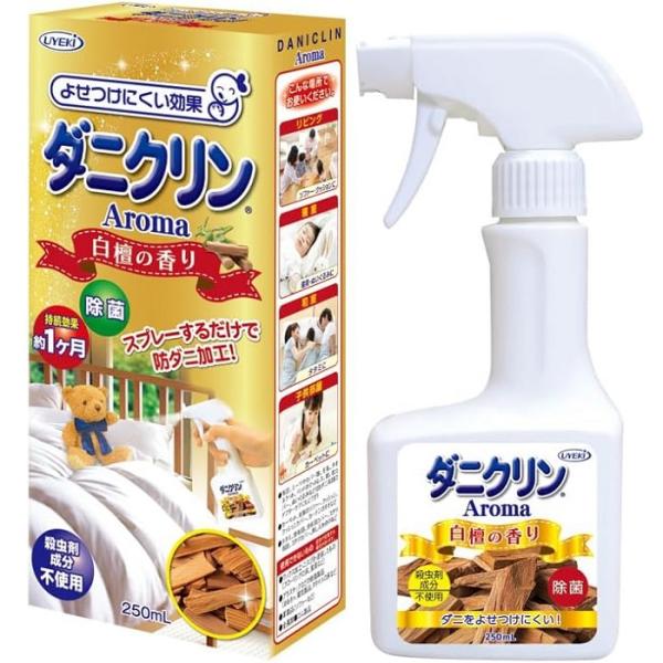 いまお使いの布団やカーペットにスプレーするだけ。エサのある表のほうにダニをよせつけにくい効果を発揮します。<br>スプレーするだけでダニをよせつけにくい効果が約1か月間持続(当社テストによる)。<br>液剤にアロマ成...