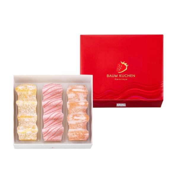 ねんりん家　バウムクーヘン　　 　　苺シヨコラーテ詰め合わせ　3本入り　ホワイトデー注意　5〜9月夏季の時期はクール便を推奨いたします、注文画面から発送方法の変更をクール便にて発送の変更をお願い申し上げます。エシレ　ねんりん家　鳩サブレ　ゴ...