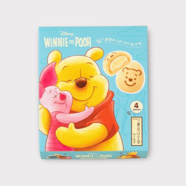 東京ばな奈　くまのプーさん　銀座のハニーケーキ（4個入り) 箱入り　　東京バナナ　　　東京土産　グランスタ東京はちみつがとろ〜り香るカスタードクリーム。ふかふかスポンジとミルククリームで優しくくるんだケーキです。エシレ　鳩サブレ　ゴディバ　...