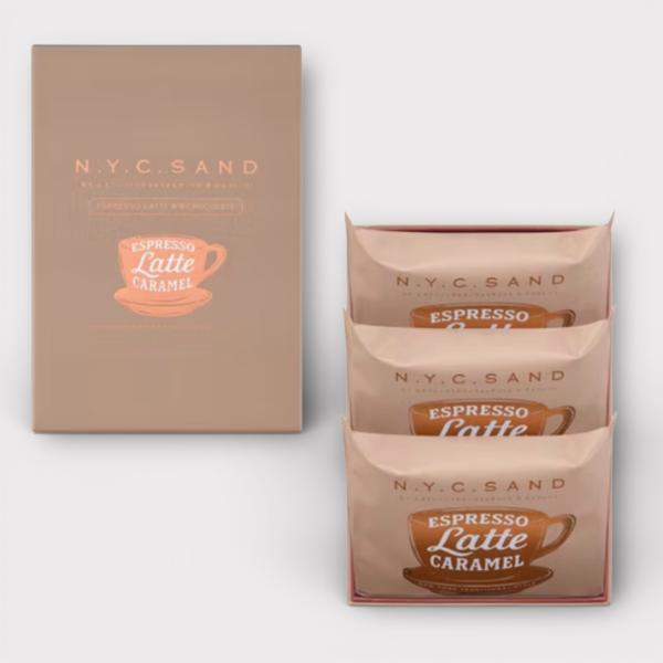 N.Y.エスプレッソラテキャラメルサンド＆Wチョコレート　3個入り　　N.Y. CARAMEL SAND注意　5〜9月は冷蔵便の選択をお願い申し上げます。お土産 手土産 御土産  お歳暮 お年賀 御中元 御歳暮 御年賀 御年始 母の日 父の...