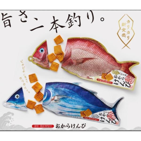 おからけんぴ鯛 ＆おからけんぴ鰹   一心堂本舗　注意　繊細な商品となり、割れやカケのリスクが伴う商品となりますのでご理解の上ご購入お願い申し上げます。注意　5〜9月夏季の時期はクール便を推奨いたします、注文画面から発送方法の変更をクール便...