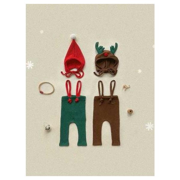 ??帽子とパンツの2点セット??簡単着脱で一瞬で可愛いサンタさん&amp;トナカイに変身できます♪肩紐はパンツウエストの穴に通して結ぶので、その子に合った長さに調節可能！履き心地の良い伸縮性のあるコットン生地で、お子さんの動きを邪魔しません...
