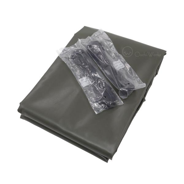 トラックシート　1号【カラー】OD（国防色）【サイズ】1.9ｍ×2.1ｍ　軽トラック用【材　質】エステル帆布【ハトメ】真鍮ハトメ18箇所【重　量】約2.8ｋｇ【厚　み】0.5ｍｍ【付属品】コードゴム4ｍ×2本【注　意】※付属のゴムバンドによ...