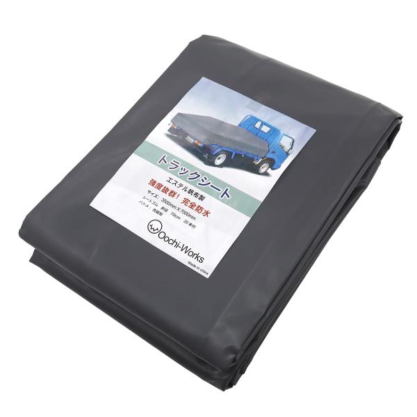 トラックシート　4t車用　【サイズ】3.5ｍ×7.0ｍ【厚　み】0.5ｍｍ【カラー】グレー【重　量】14.7ｋｇ(シートゴムは含みません)【ハトメ】真鍮ハトメ　32ヵ所【付属品】シートゴム（折径70ｃｍ）20本付き　　　　（ゴムバンドは、シ...